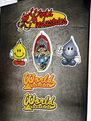 WORLD INDUSTRIES STICKER 6 STICKER Set SKATEBOARD STICKER LOT BONES ...