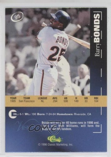 1996 Classic Visions Barry Bonds #95 | eBay