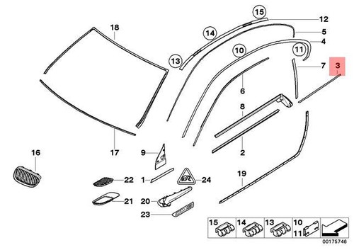 Genuine BMW 3 SERIES E92 REAR WINDOW TRIM MOLDING FINISHER CHROME LEFT ...