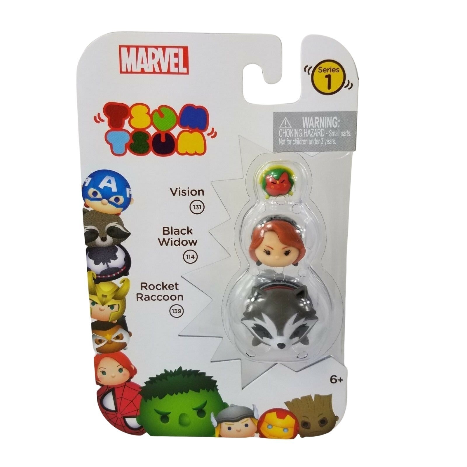 Marvel Tsum Tsum 3 Pack Series 1 Vision Black Widow Rocket Raccoon ...
