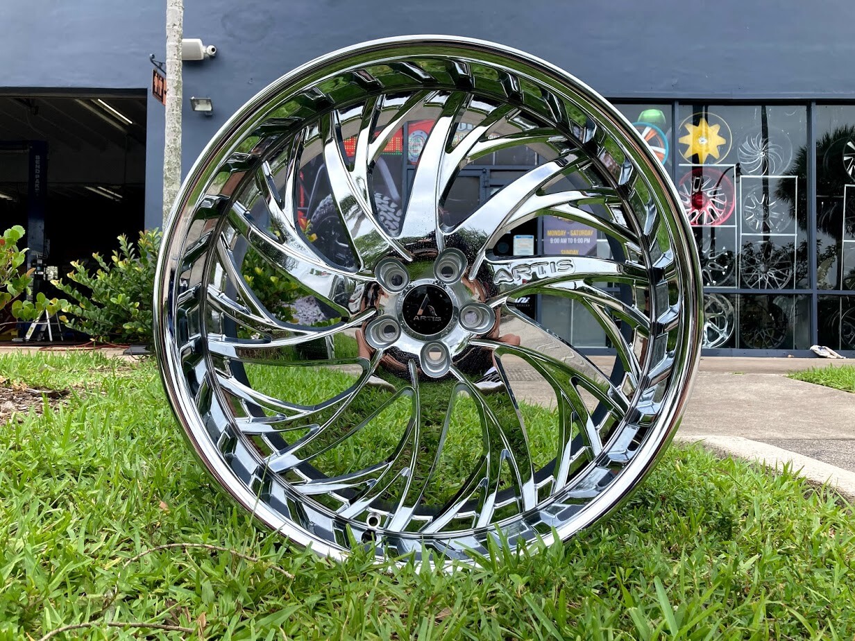 24" Artis Decatur Chrome Wheels and Tires | 5x115 | 24x9 | High Offset ...