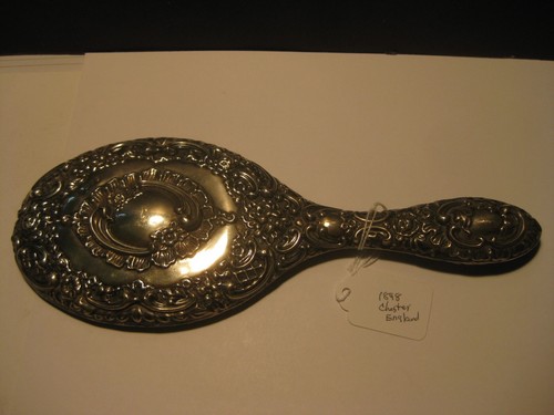 Antique English Sterling Silver Hand Mirror Chester England Repousse ...