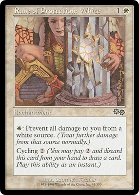 RUNE OF PROTECTION: WHITE x4 mtg LP Urza's Saga 4 Common | eBay