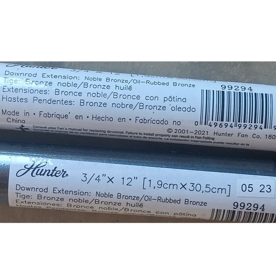 Hunter Fan Company Downrod, 26041, New Bronze 12 inch + Free Shipping ...