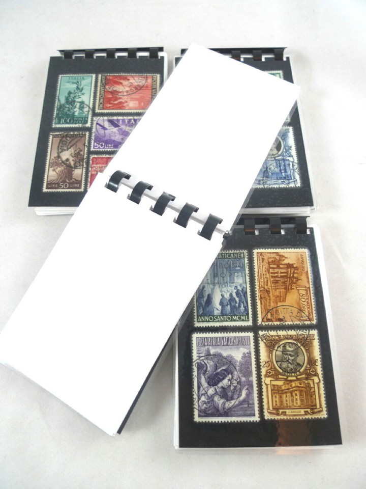 4 Handmade Vintage Postage Stamp Notebooks Memopads ITALY & THE VATICAN ...