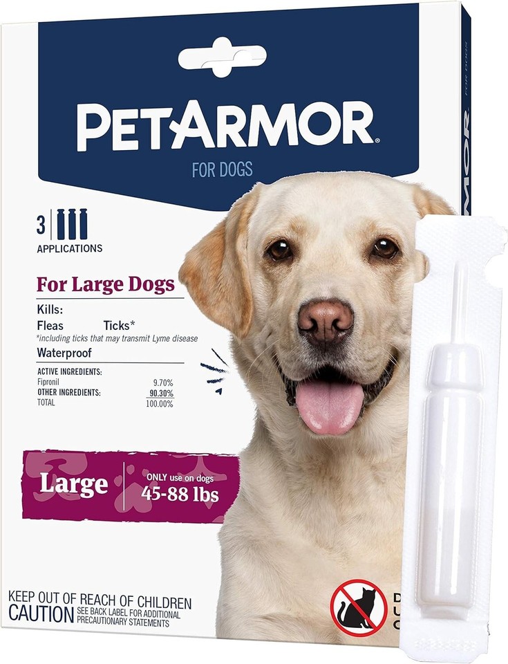 Dog Flea and Tick Treatment Control Medicine, 3 Month, for Large Dogs ...