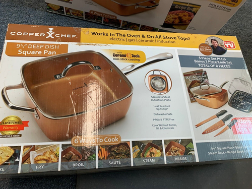 COPPER CHEF 5 PIECE SET NIP RECEIPE BOOK AND KNIVES | eBay