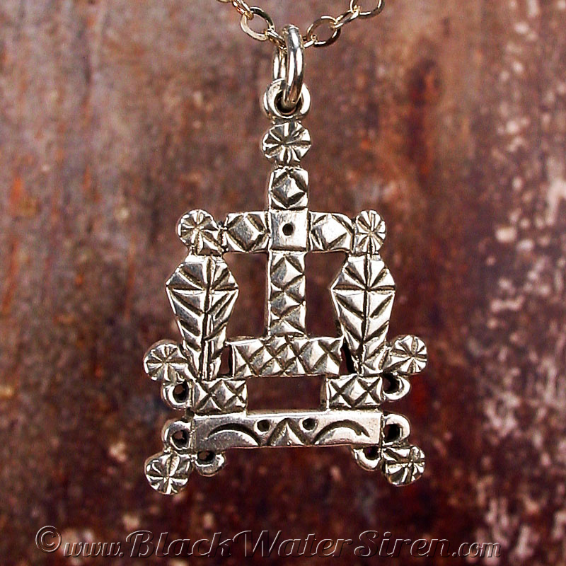 Bronze Papa Ghede Voodoo Loa Veve Pendant Vodoun Lwa Death