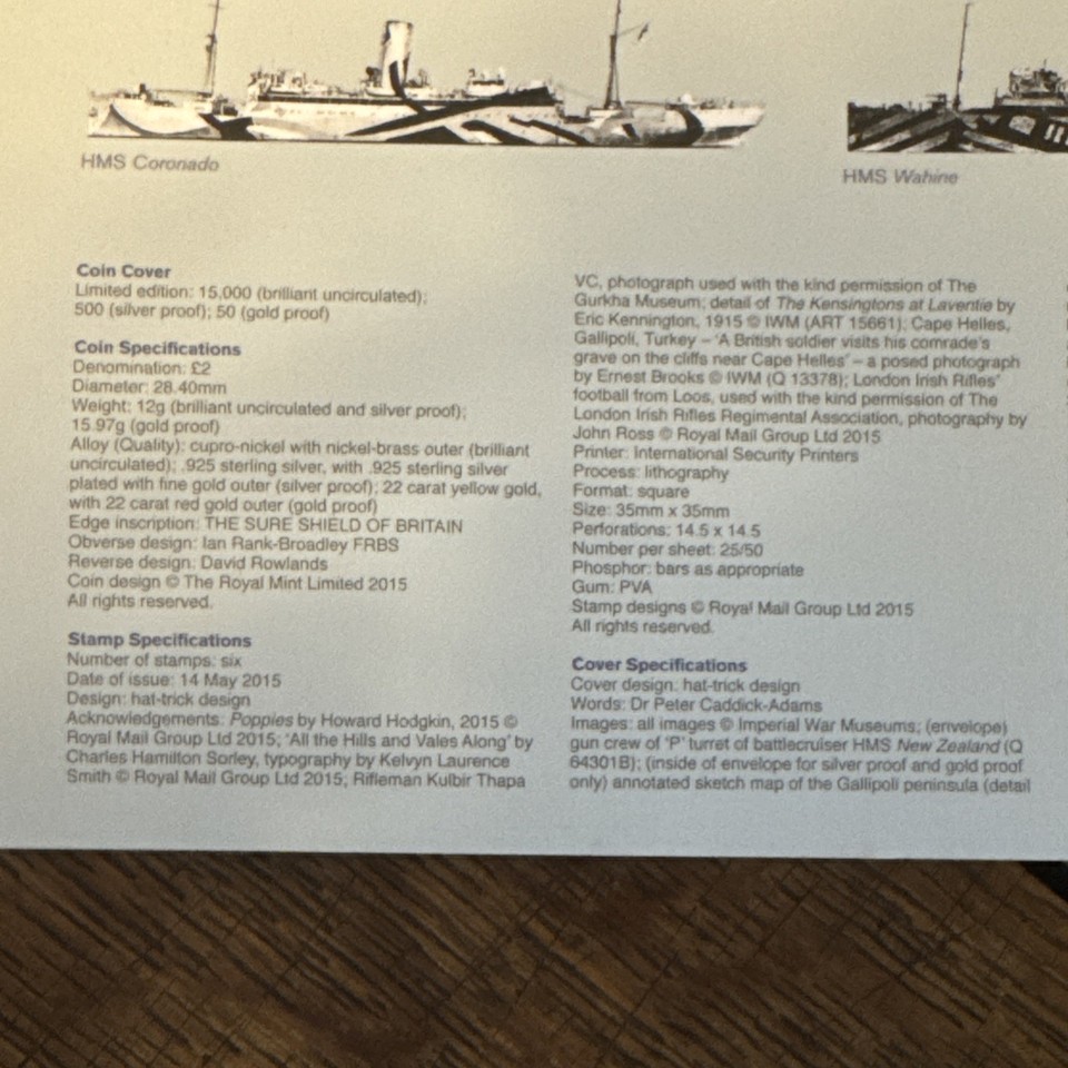 Royal Mint | 2015 - Royal Navy World War 1 Silver Proof £2 Coin & Stamp ...