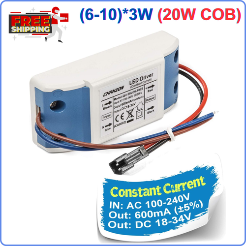 LED Driver 600mA Constant Current Output 18V-34V (In: 100-240V AC-DC ...