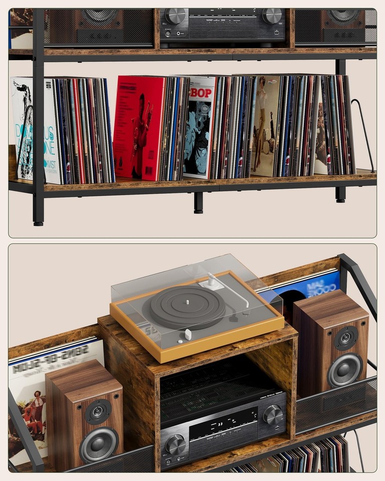 Large Record Player Table, Holds up to 400 Albums, Medieval Rustic ...