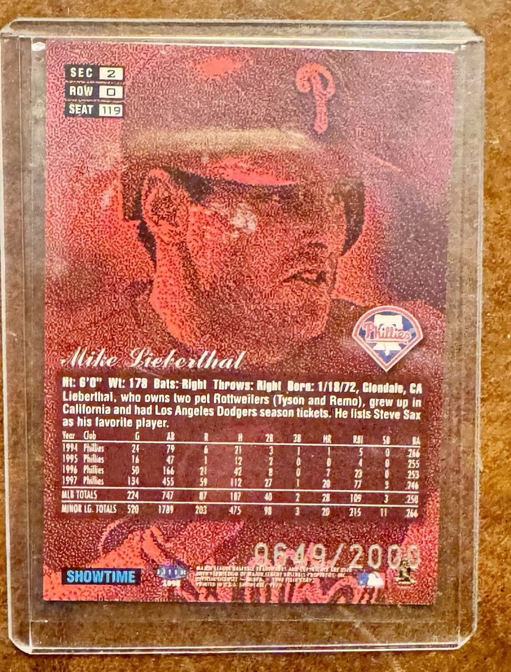1998 Flair Showcase - Row 0 Mike Lieberthal #119 649/2000 | eBay