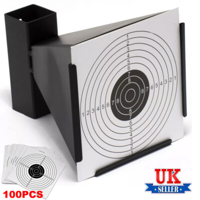 14cm Card Funnel Target Holder Pellet Trap + 100 Targets For Air Rifle ...