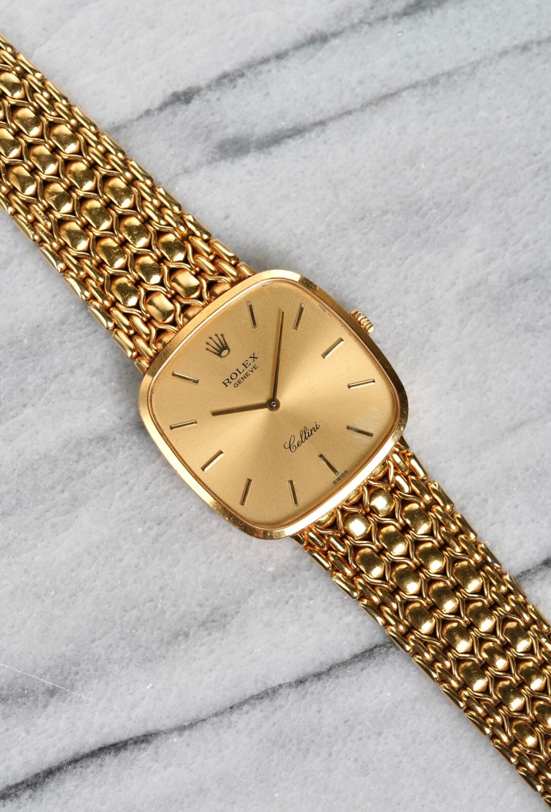 Vintage Rolex Cellini Ref 4114 90s 18K Yellow Gold Tank Manual Wind ...