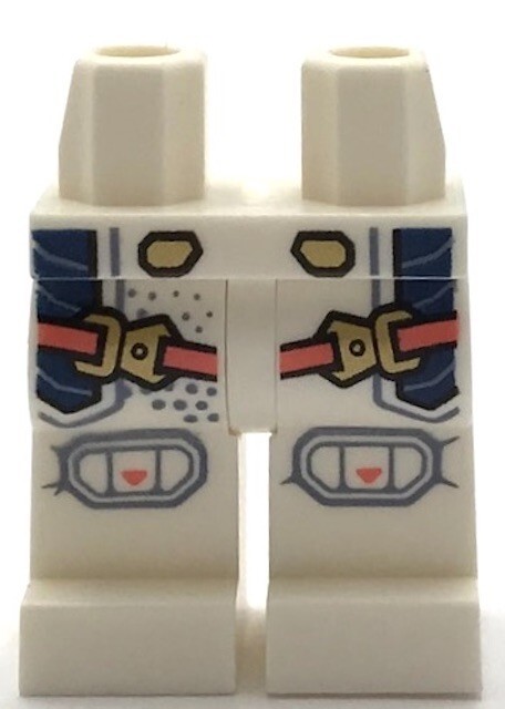 Lego New White Minifig Pants Legs with Coral Straps Gold Buckles Knee ...