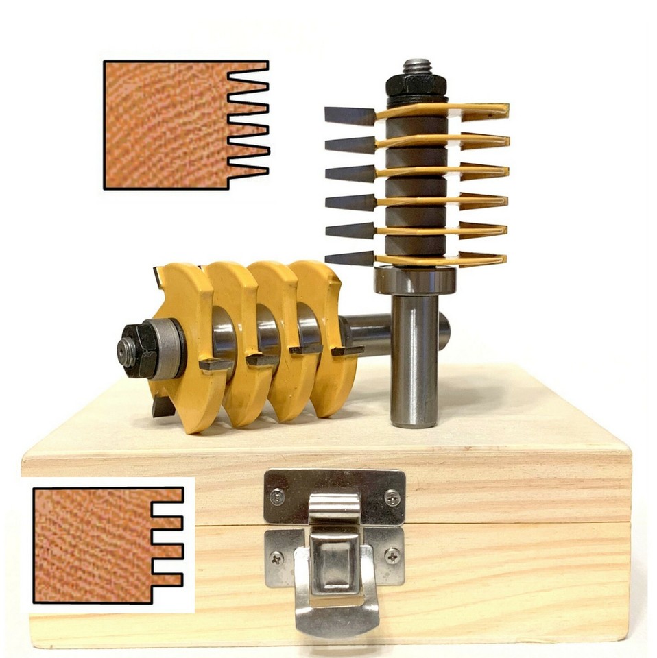 2pc 1/2"Shank Adjustable Box-1/4 cutter & Finger Joint Router Bit Set ...