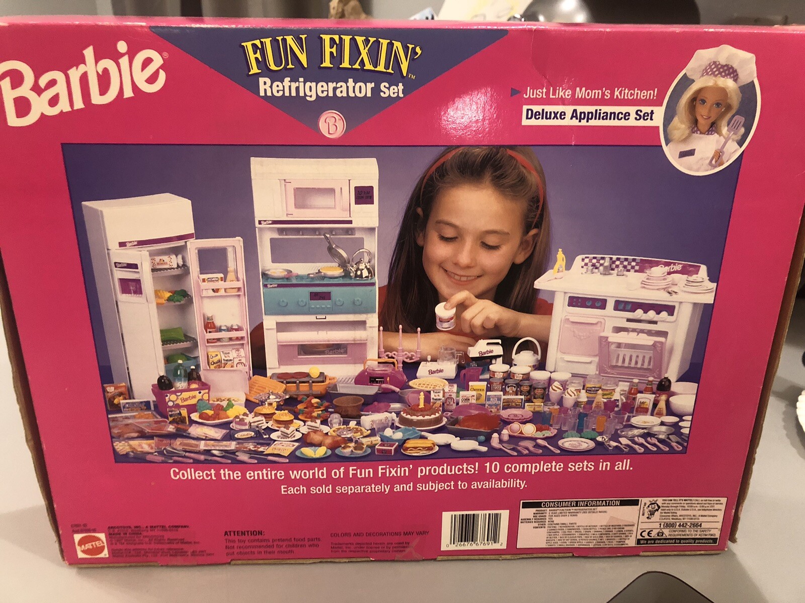 Mattel+Barbie+Fun+Fixin%27+Refrigerator+Set+%2367691+1997+NRFB for sale ...