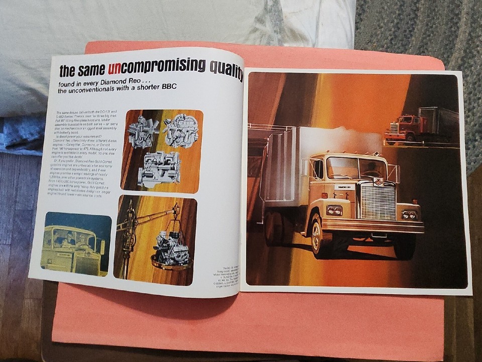 1970's? DIAMOND REO Truck Brochure COE & CONVENTIONAL CAB 11" X 11" | eBay