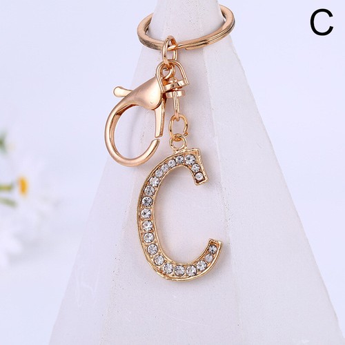 Rhinestone Initial Letter Key Ring Holder Alphabet Women Bag Pendant ...