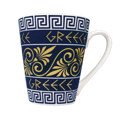 Coffee Mug Greek Key Cup Meander Large 200ml In Blue &Gold Color Greek ...