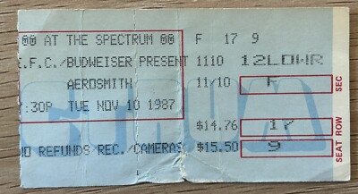 RARE Aerosmith Ticket stub Nov 10, 1987 Spectrum Phil PA Tyler Perry | eBay