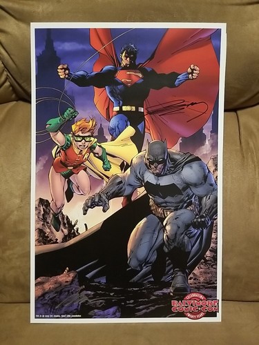 11x17 "BATMAN SUPERMAN" ART PRINT SIGNED AUTOGRAPHS by JIM LEE & FRANK ...