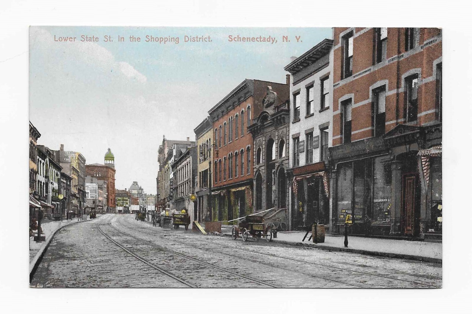Vintage Postcard*LOWER STATE ST.*SHOPPING DISTRICT*TROLLEY TRACKS ...