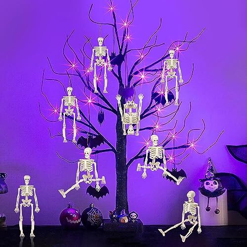 16 Pcs Halloween Mini Skeleton Figurine Decoration,6”Halloween posable ...