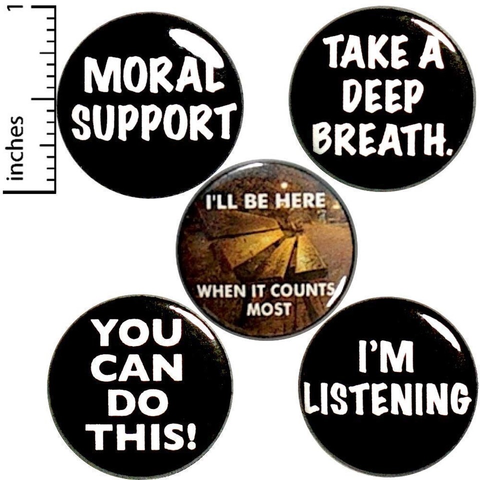Moral Support Pins Buttons Supportive Positive Friend Gift Set 5 Pack 1 ...