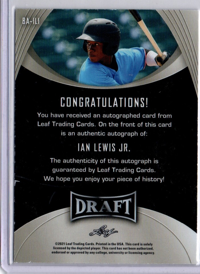 2021 Leaf Draft Base Auto Ian Lewis Jr #BA-IL1 Auto | eBay