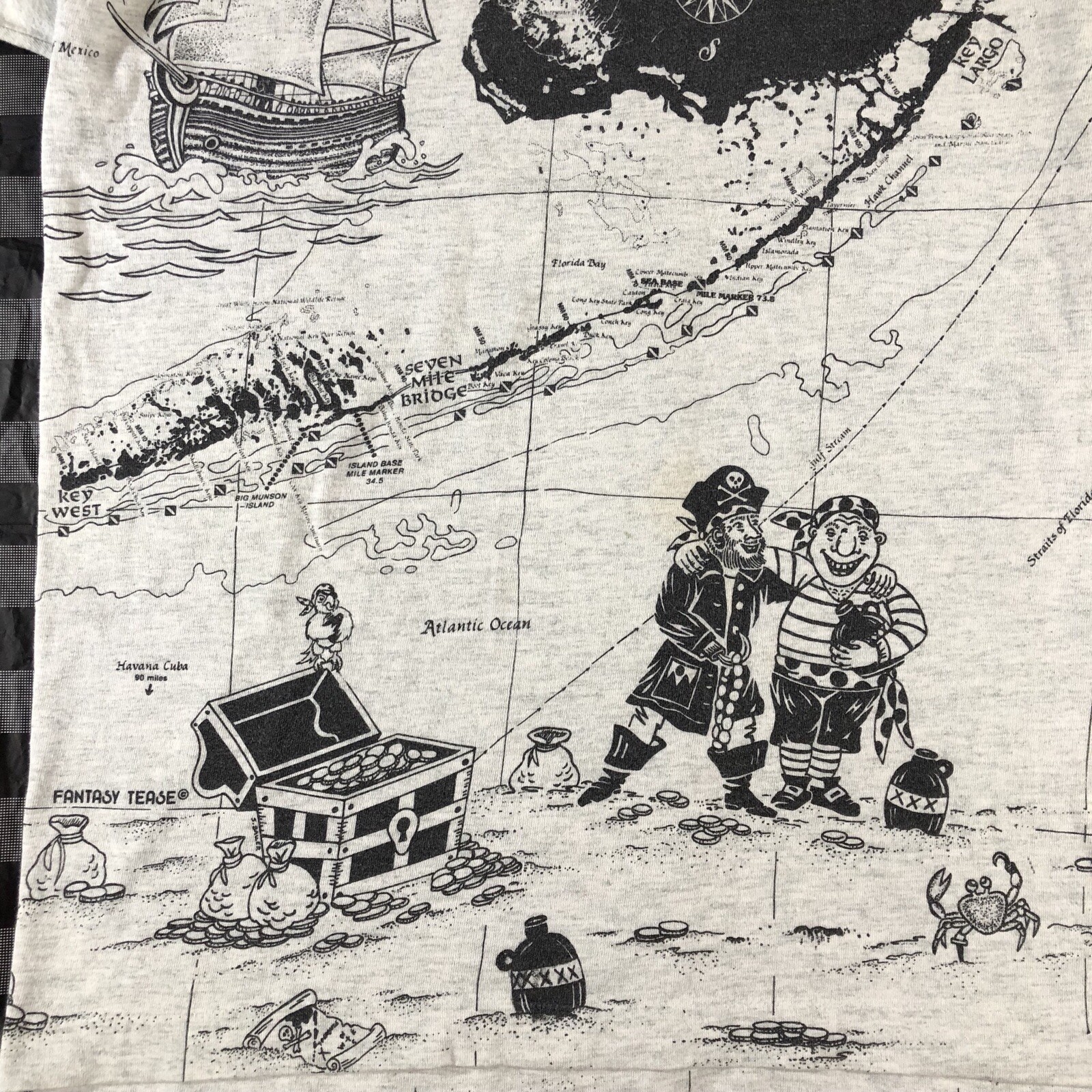 Pirates Florida Keys Treasure Map All Over Print Vint… - Gem