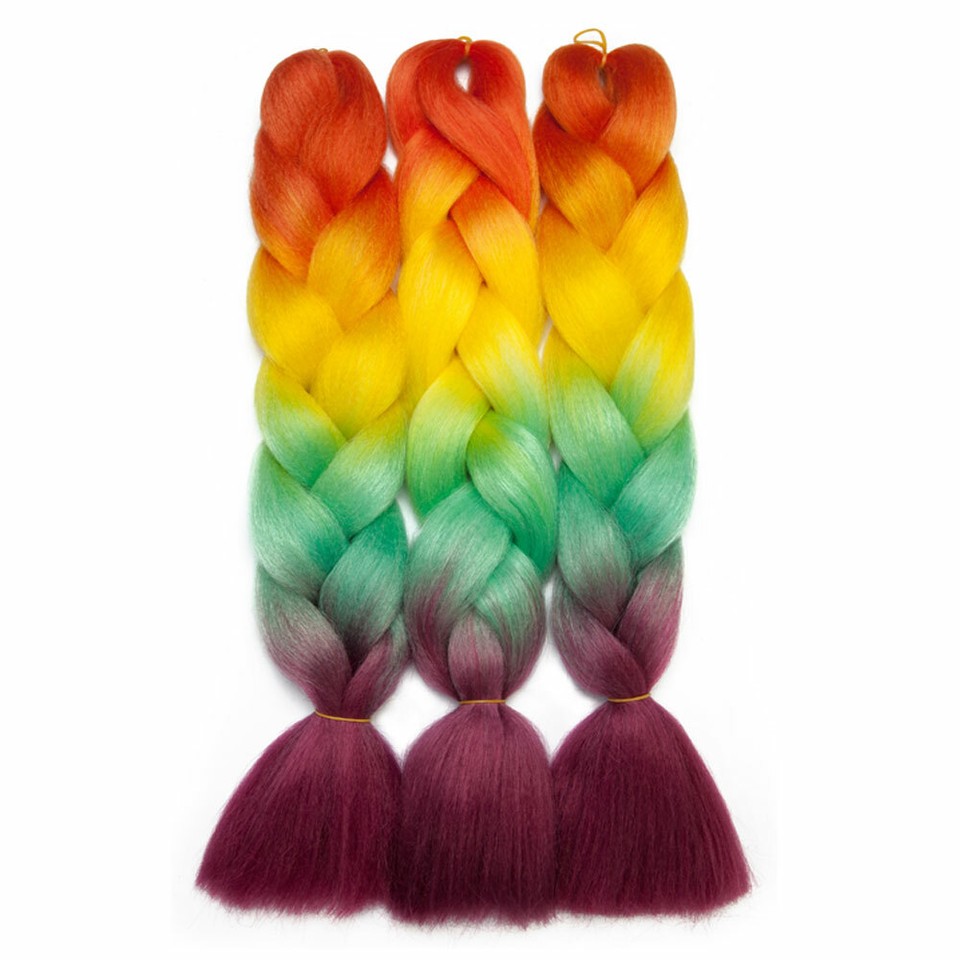 Colored Braids Jumbo Hair Extensions 24"Long Jumbo Crochet Braiding ...