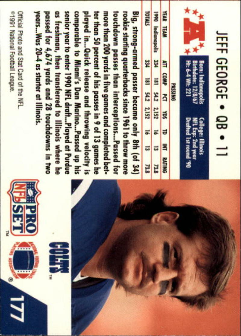 1991 Pro Set - #177 Jeff George for sale online | eBay
