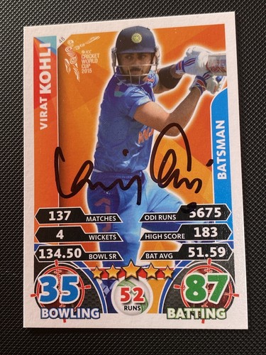 Virat Kohli Singed ICC 2015 World Cup N MINT RARE! GRADABLE CARD! | eBay