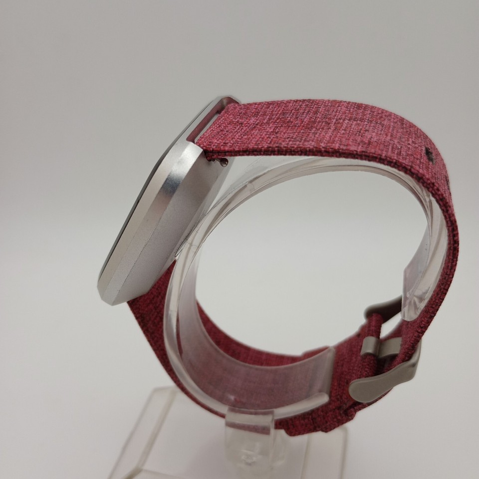 Fitbit Versa Lite FB415 Smart Watch Silver W/ Red S Fabric buckle Band ...