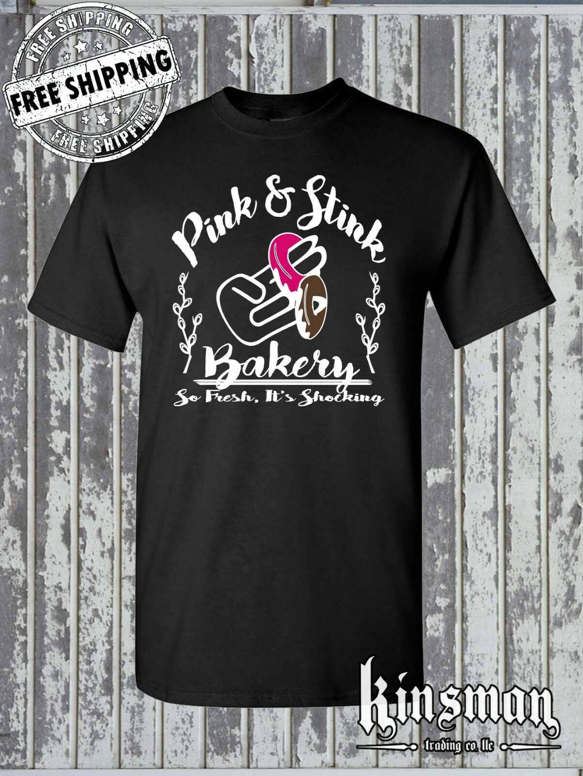Pink & Stink Bakery Funny Adult Offensive T-Shirt / Shocker Donut ...