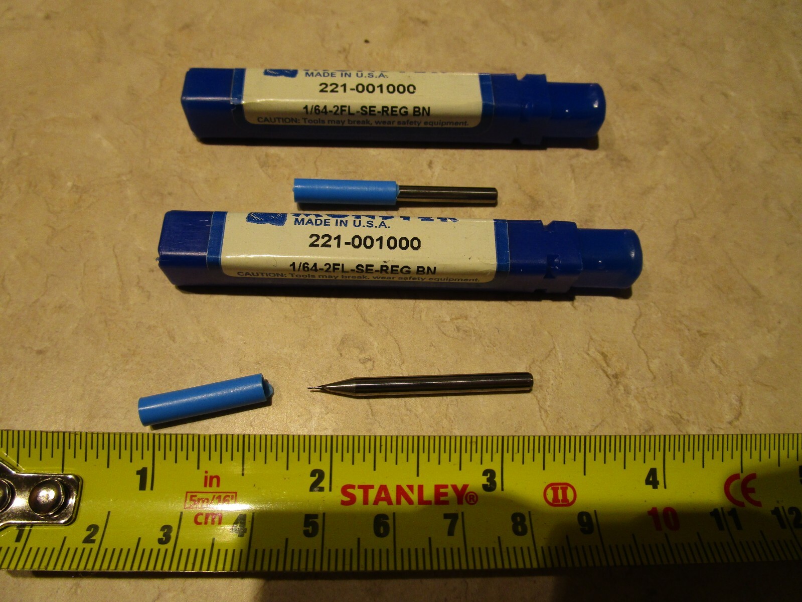 LOT OF 2 Mill Monster USA 1/64" 2FL-SE-REG-BN Solid Carbide End Mill ...