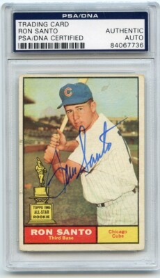 RON SANTO Signed 1961 Topps ROOKIE CARD #35 Cubs HOF PSA/DNA ...
