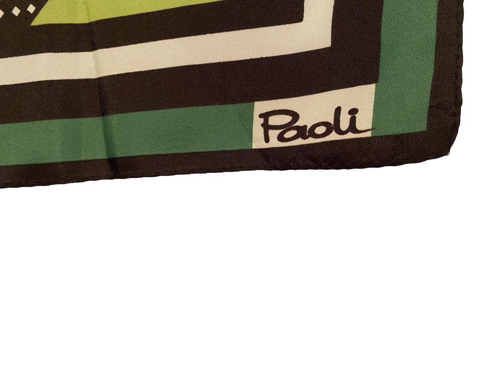 PAOLI Multi Green and Black 26" SQUARE Scarf 100% Acetate rn 20496 MADE ...