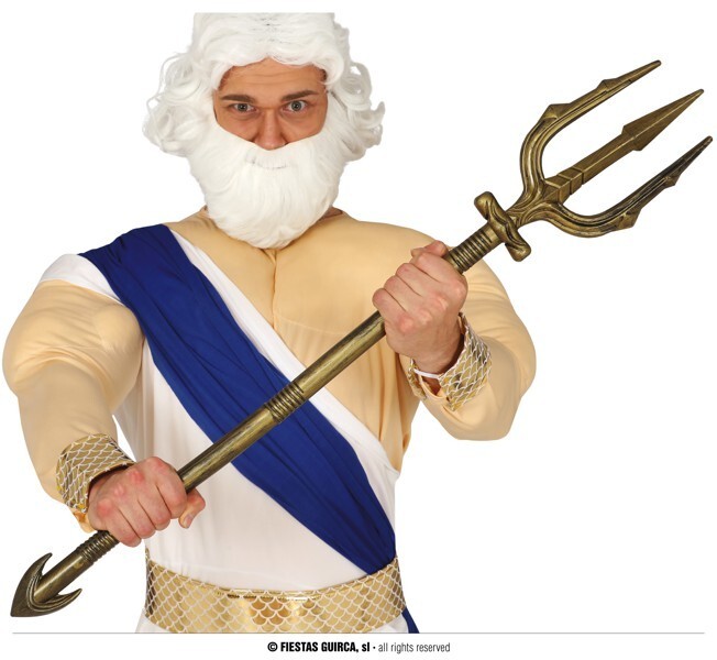 Poseidon Fancy Dress Trident Cane Stick 94cm Bronze Aqua Man Type Fork ...