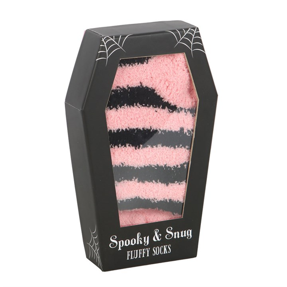 Pink and Black Striped Socks in Coffin Gift Box *FIXED POSTAGE ON SHOP ...