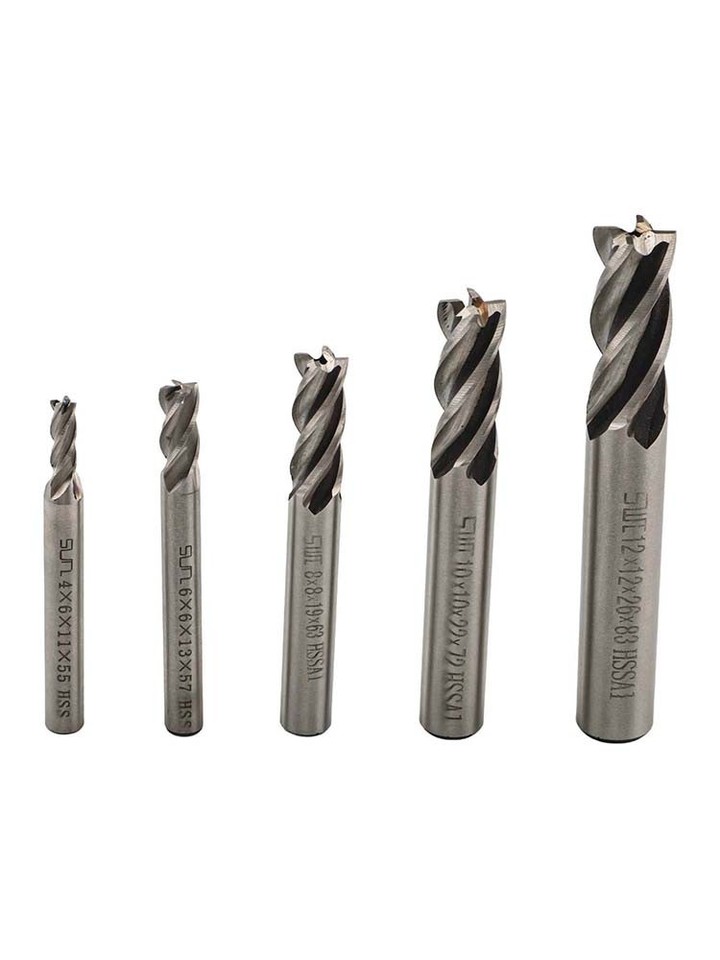 5* Carbide,4-Flutes CNC HSS End Milling Cutter Slot Drill Bit Set 4 ...
