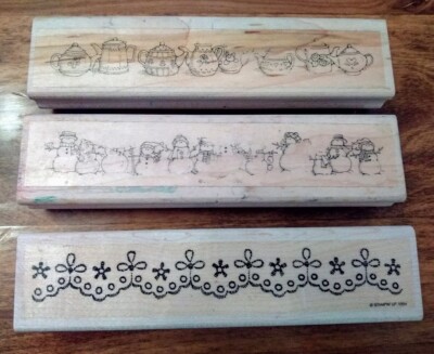 Stampin' Up "Best Borders" Stamps---- teapots, snowmen, lace borders ...