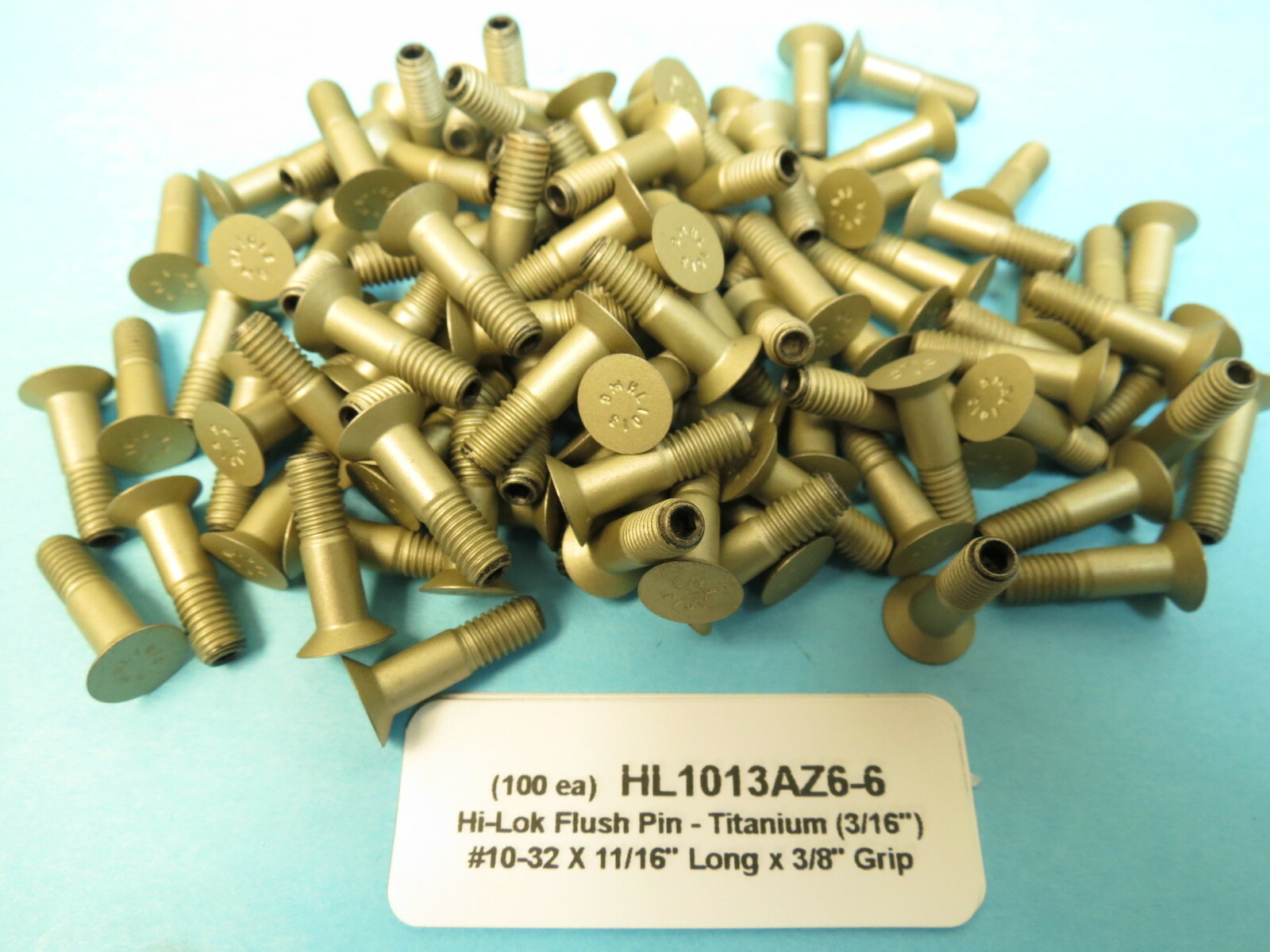 (100) Titanium 3/16” #10-32 x 11/16” Long Hi-Lok Flush Aerospace Pin ...