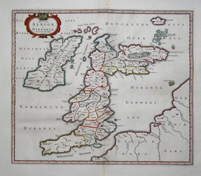 BRITISH ISLES, Insulae Albion et Hibernia, BLAEU Original antique map ...