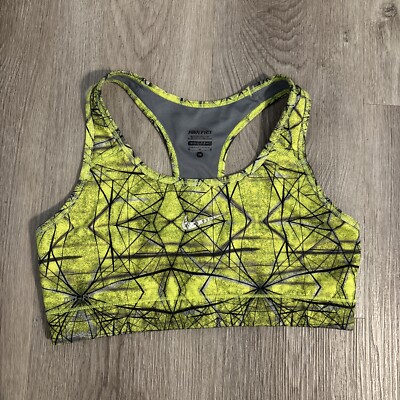 Nike Pro Dri-Fit Women Mesh Galaxy Black n Green Size M Sport Bra | eBay