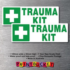 Trauma Kit stickers 150mm-x-50mm twin pack water and fade proof quality ...