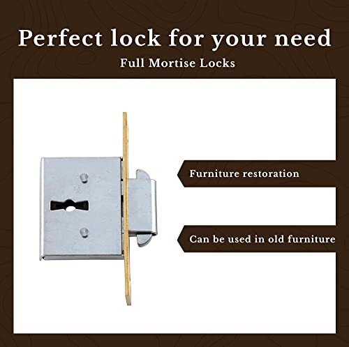 Brass Square Full Mortise Lock w/Two Skeleton Keys for Roll Top Desk ...