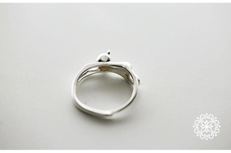 SALE! Delightful Cat Adjustable Open Ring Solid Sterling Silver Kitty ...