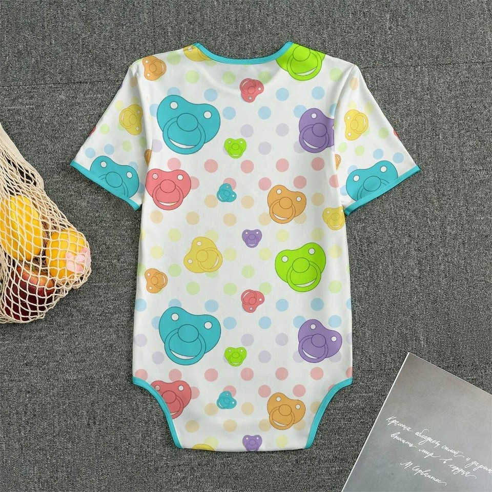 Paci Parade ABDL SnappieSuit | Colorful Pacifier Print Adult Bodysuit ...